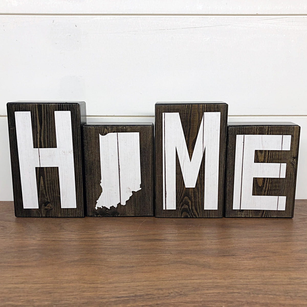 Indiana Home Wooden Letter Block Set, White Letter Rustic Farmhouse St ...