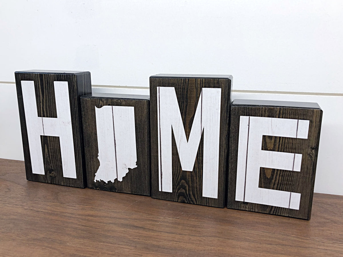 Indiana Home Wooden Letter Block Set, White Letter Rustic Farmhouse St ...